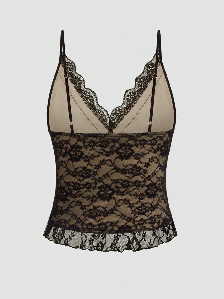 SHEIN Privé Plus Size Women Elegant Lace Transparent Camisole | SHEIN USA