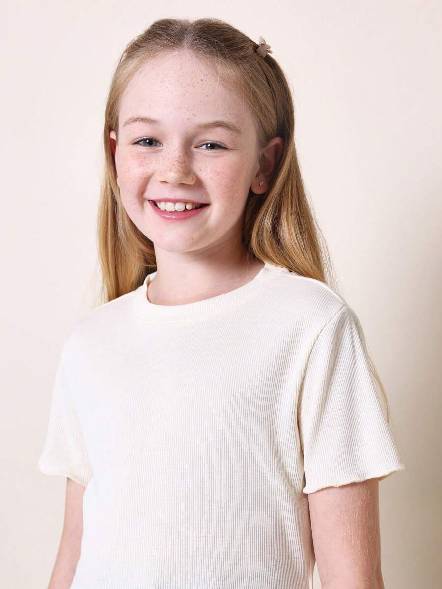 SUMWON Tween Girls Comfy Baby Crop Tee With Lettuce Hem for Sale ...