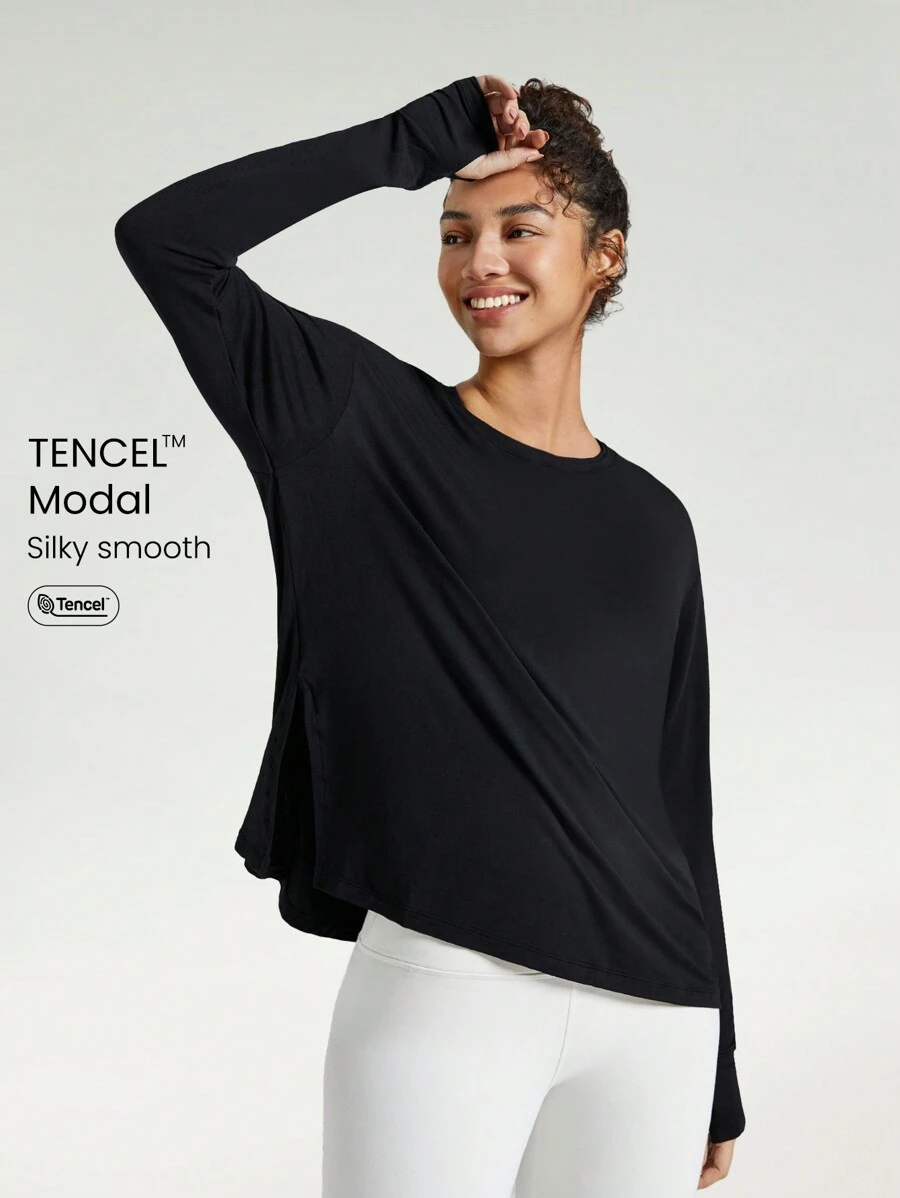 GLOWMODE Modal Make Moves Relaxed Sports Oversized Long Sleeve Tee ...