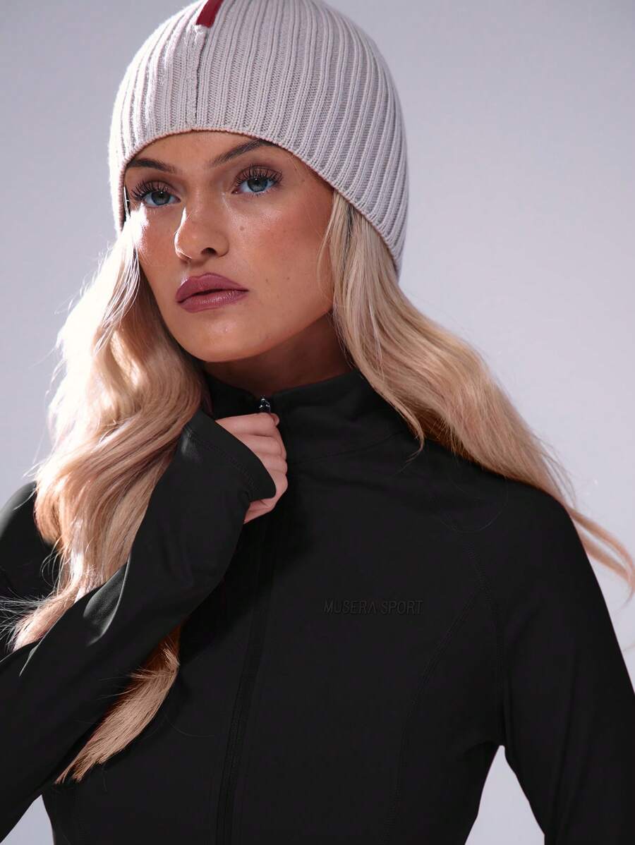 MUSERA Zip Up High Neck Contour Top | SHEIN UK