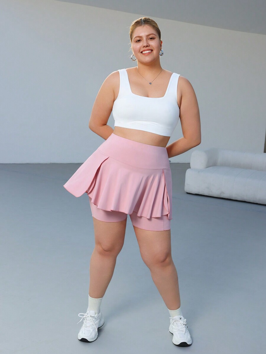 SHEIN EZwear Plus Size Athletic vochtafvoerende 2-in-1 rok met ...