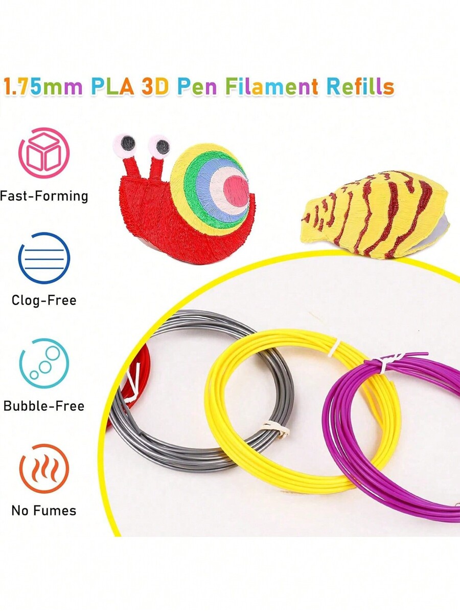 SHEIN 3d Printing Pen Dedicated 100m Pla Filament, 20 Colors * 5m ...