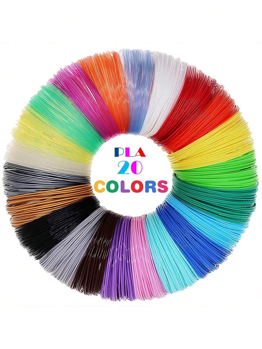 SHEIN 3d Printing Pen Dedicated 100m Pla Filament, 20 Colors * 5m ...