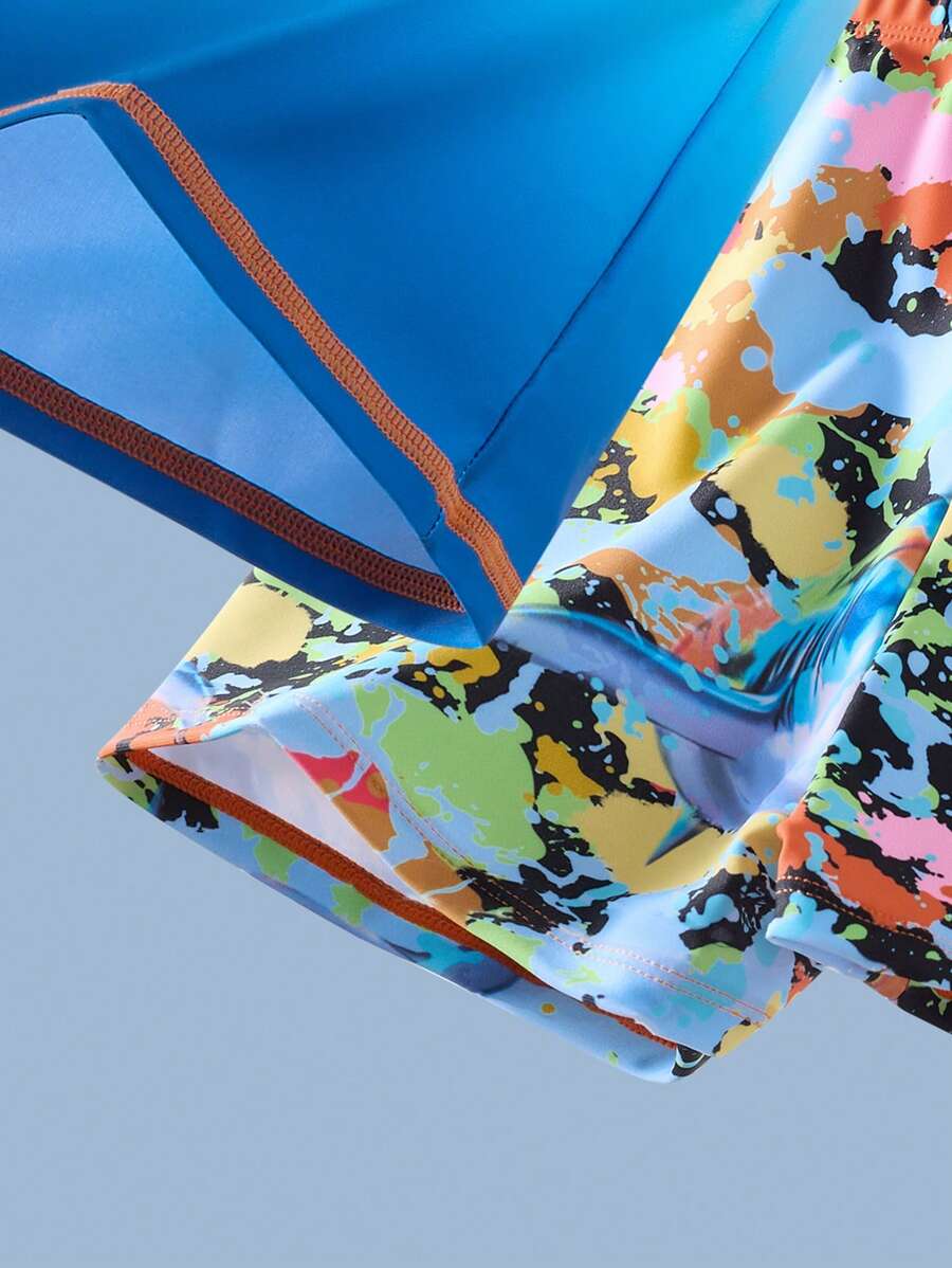 SHEIN Tween Boy Gradient Color Rash Guard Swimsuit Set | SHEIN EUR