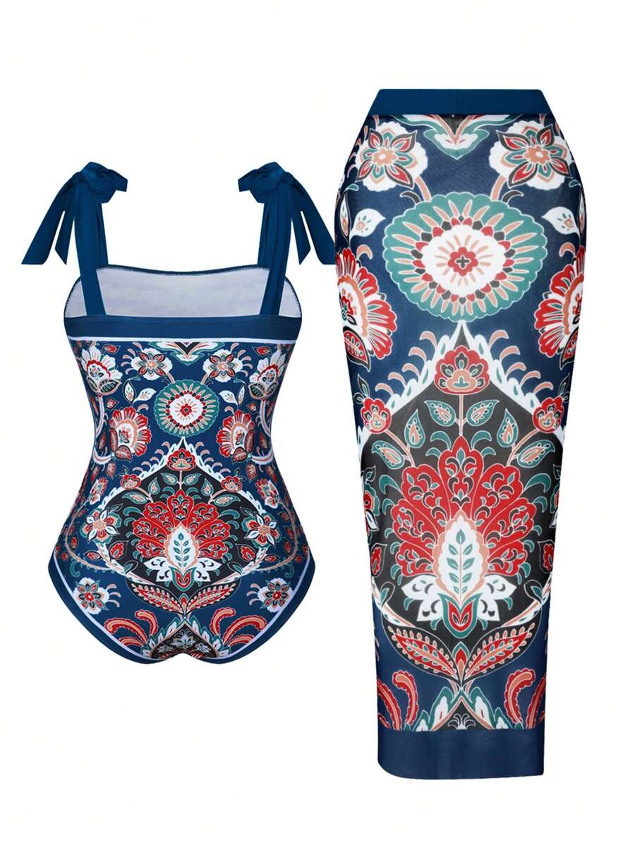 SHEIN Swim Oasis Plus Size Women's High-End Oasis 2-Piece Bodysuit Set ...