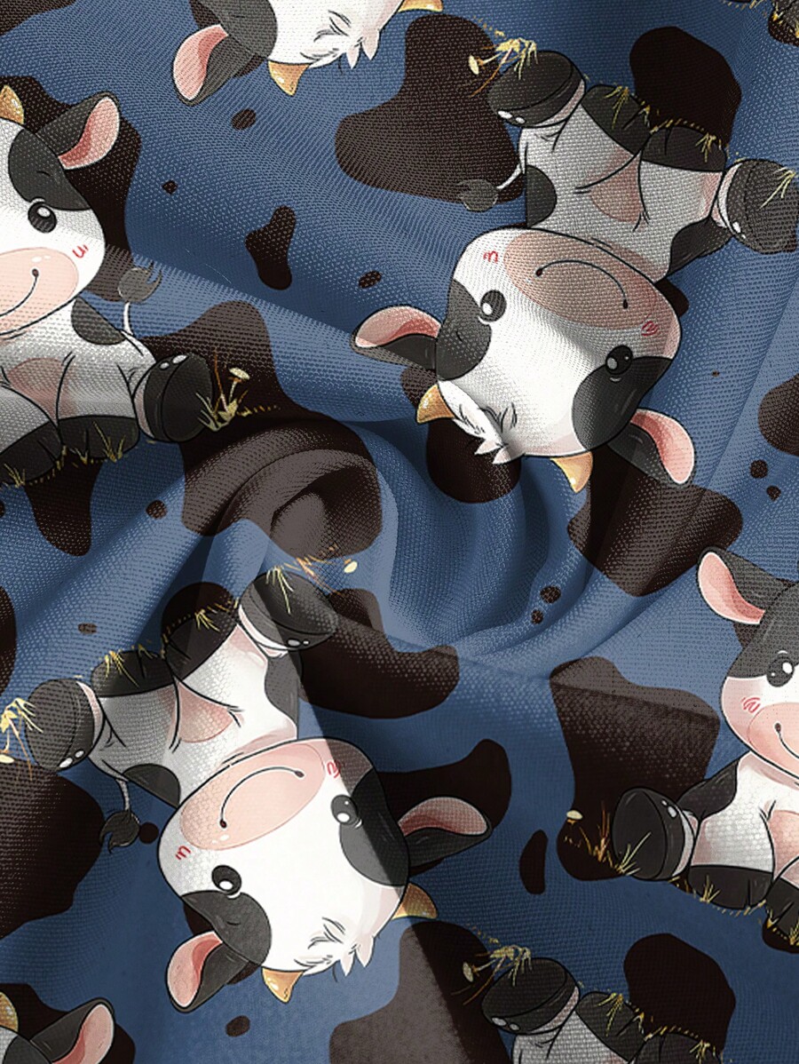 PopScrub Cute Cartoon Cow Print Scrub Uniform Top Set Scrub Set Nurse ...