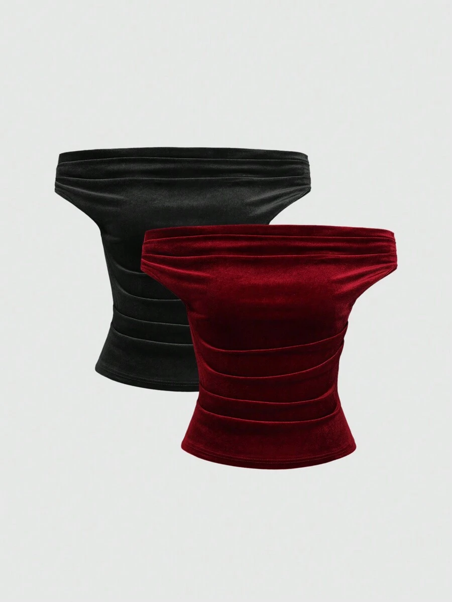 Sweetra Top ajustado sólido de hombros descubiertos, uso casual diario ...