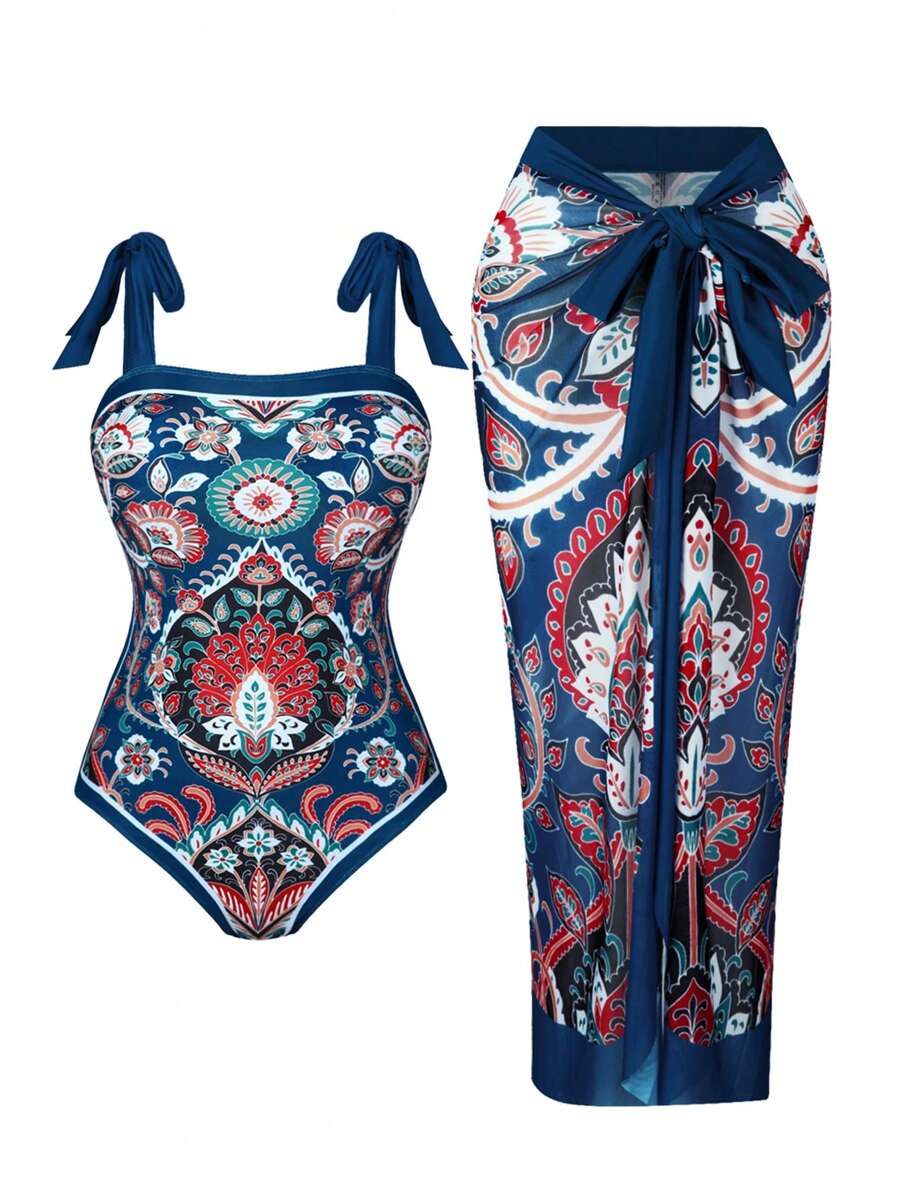 SHEIN Swim Oasis Plus Size Women's High-End Oasis 2-Piece Bodysuit Set ...