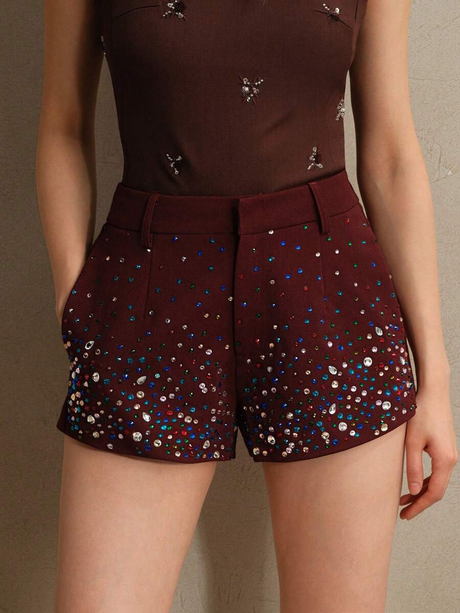 Anewsta Colorful Rhinestone Elegant Urban Chic ANQILA Red Women's ...