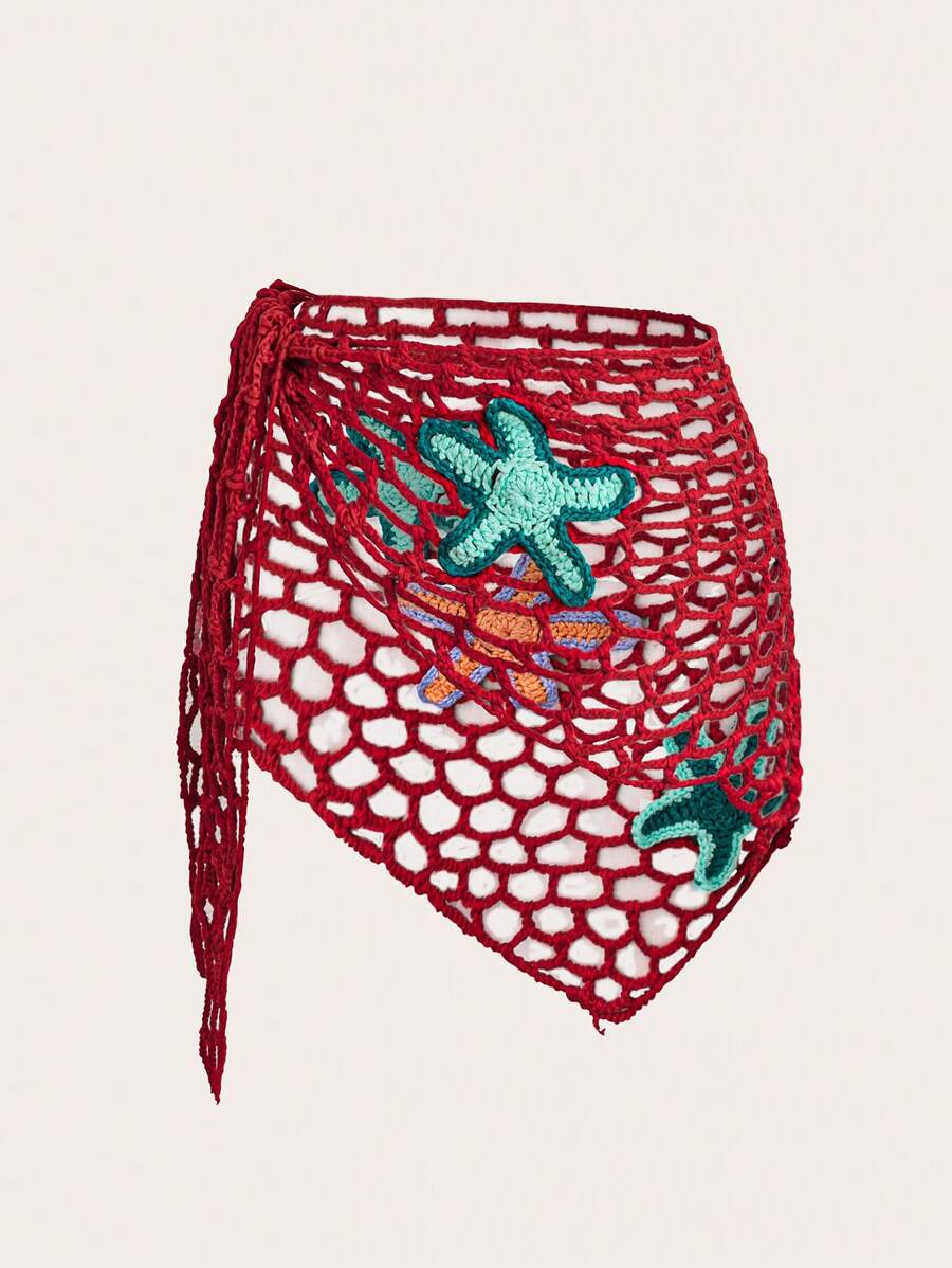 SHEIN Swim Vcay New Sexy Crochet Hollow Out Starfish Pattern Beach ...