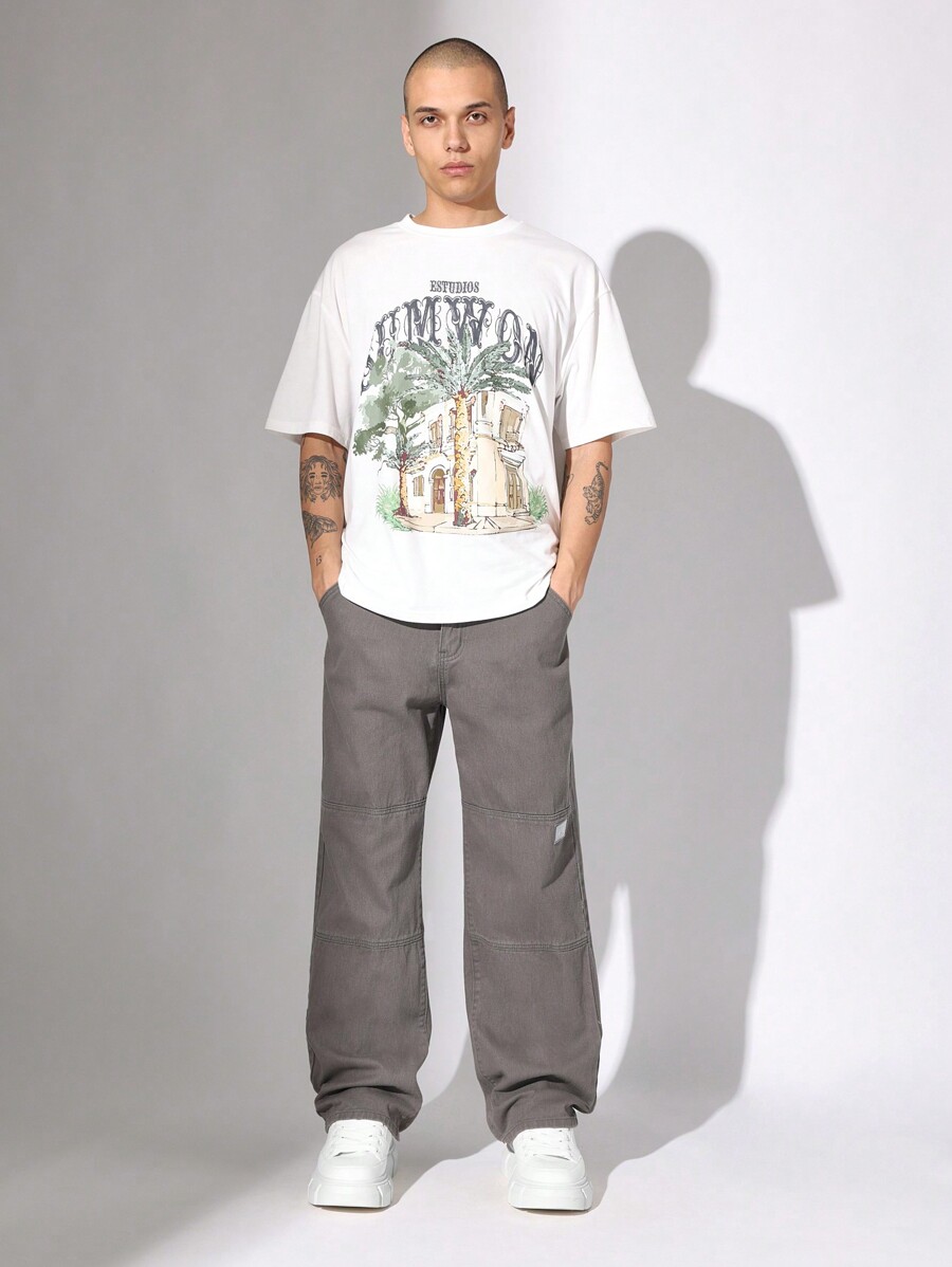 SUMWON Loose Fit Pant With Knee Panel | SHEIN UK