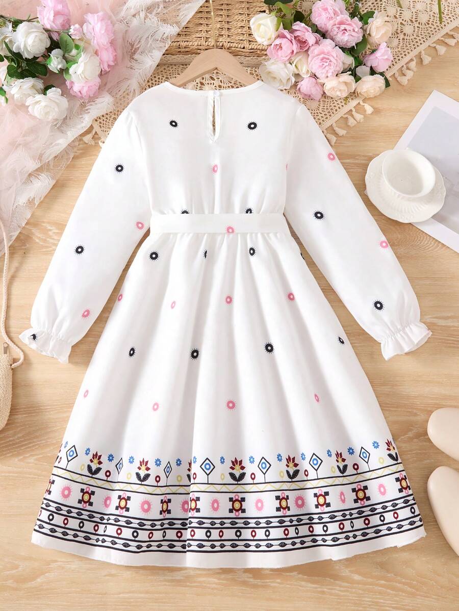 Tween Girl Middle East Style Printed Dress For Ramadan Vacation | SHEIN EUR