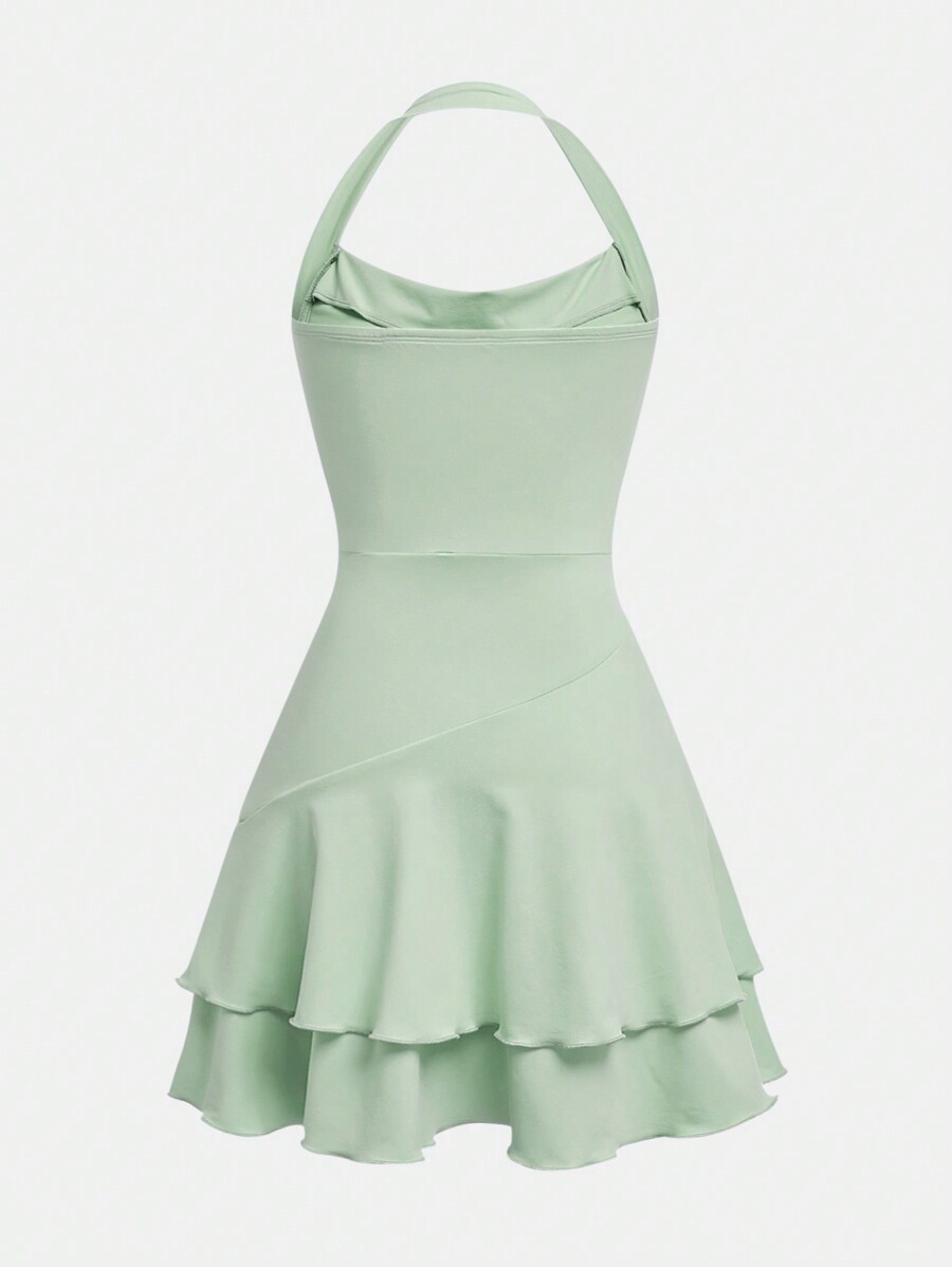 SHEIN Robe pour adolescentes à col en tricot, taille froncée et ourlet ...