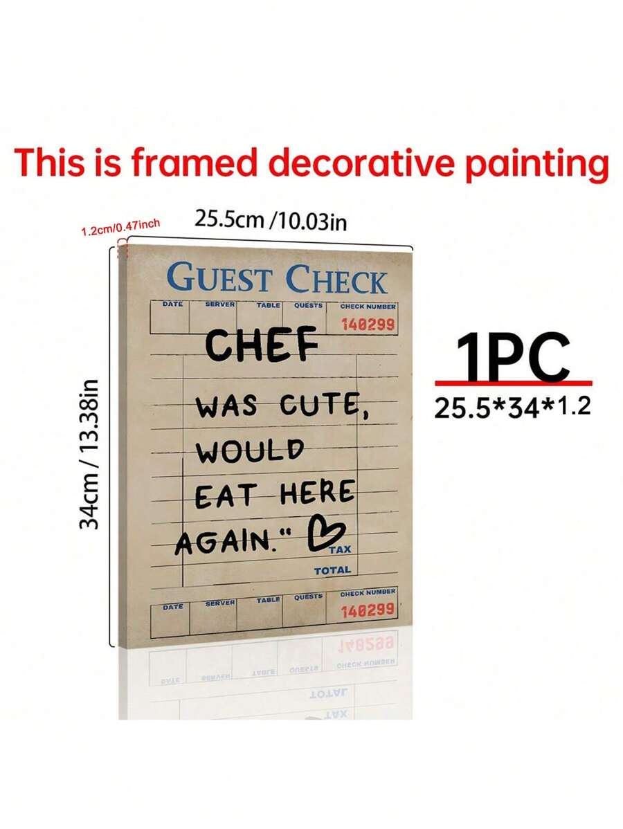 1pc Restaurant Feedback Wall Art, Chef Praise Canvas Print Wall ...