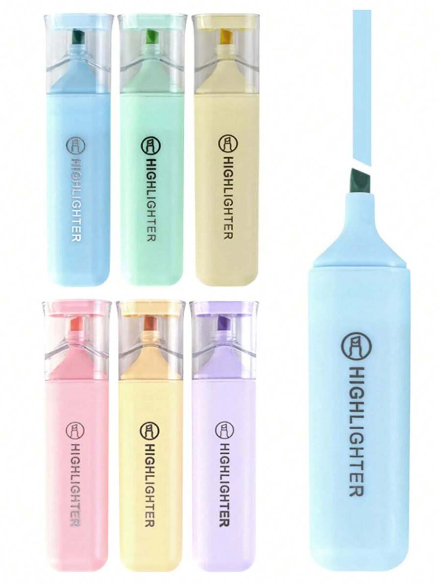 SHEIN 6pcs/Set Fluorescent Highlighter & Marker Pens, Pastel Macaron ...