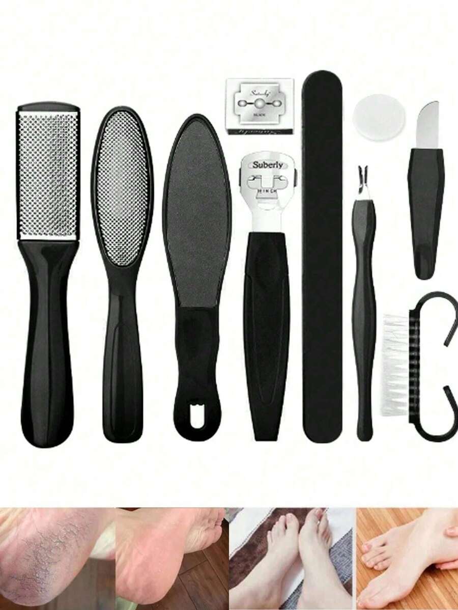 Conjunto de 10 peças para esfregar os pés, conjunto de pedicure, lixa ...