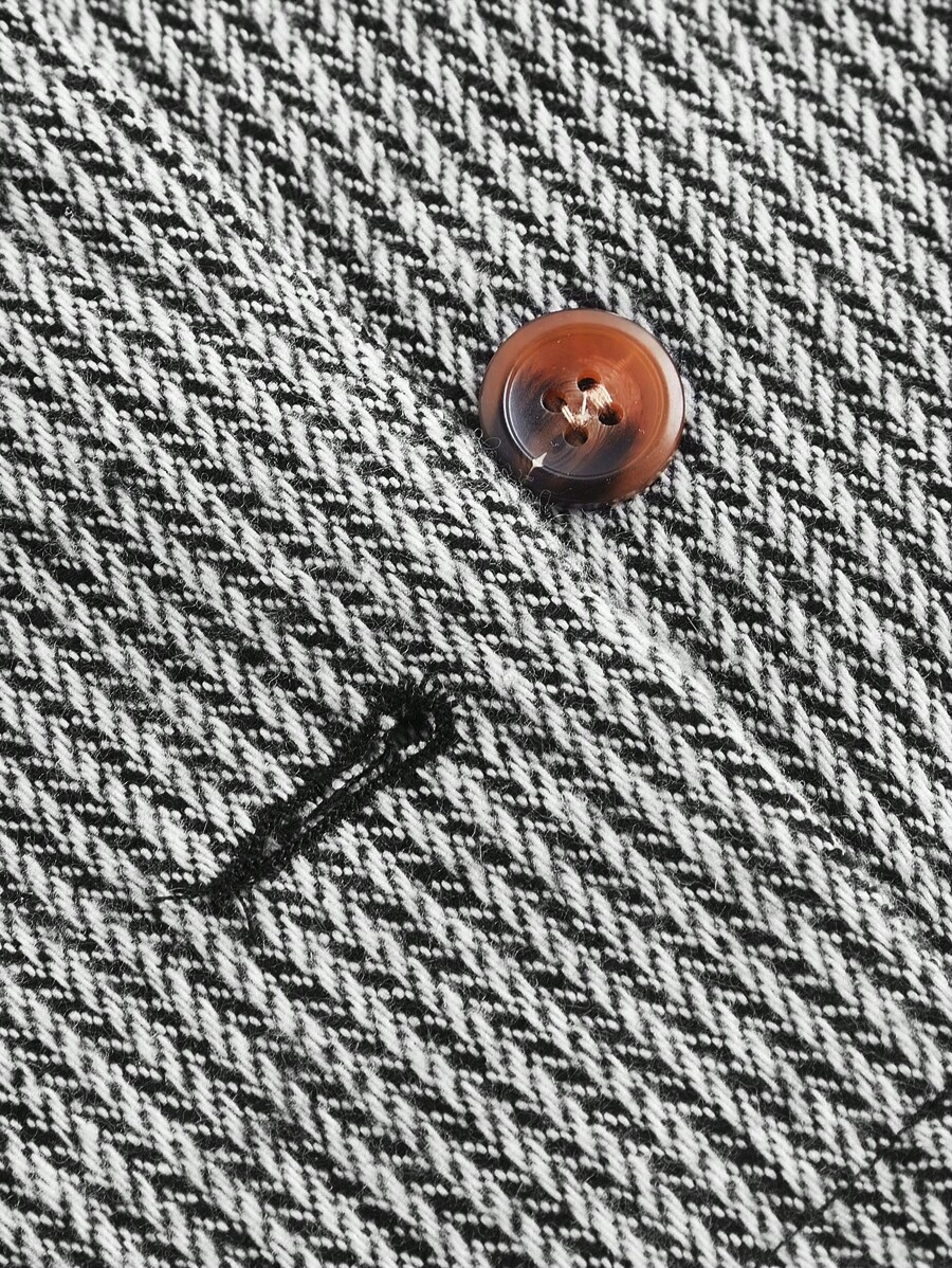 SHEIN MOD Plus Size Retro Black & White Interwoven Pattern Casual ...