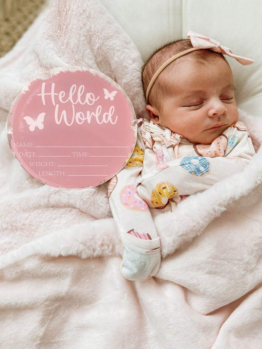 Butterfly Hello World Newborn Name Sign Acrylic Baby Birth Announcement ...