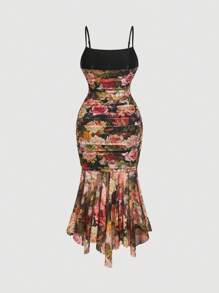 SHEIN MOD Plus Size Summer Floral Print Ruffle Hem Dress, Vintage Style ...