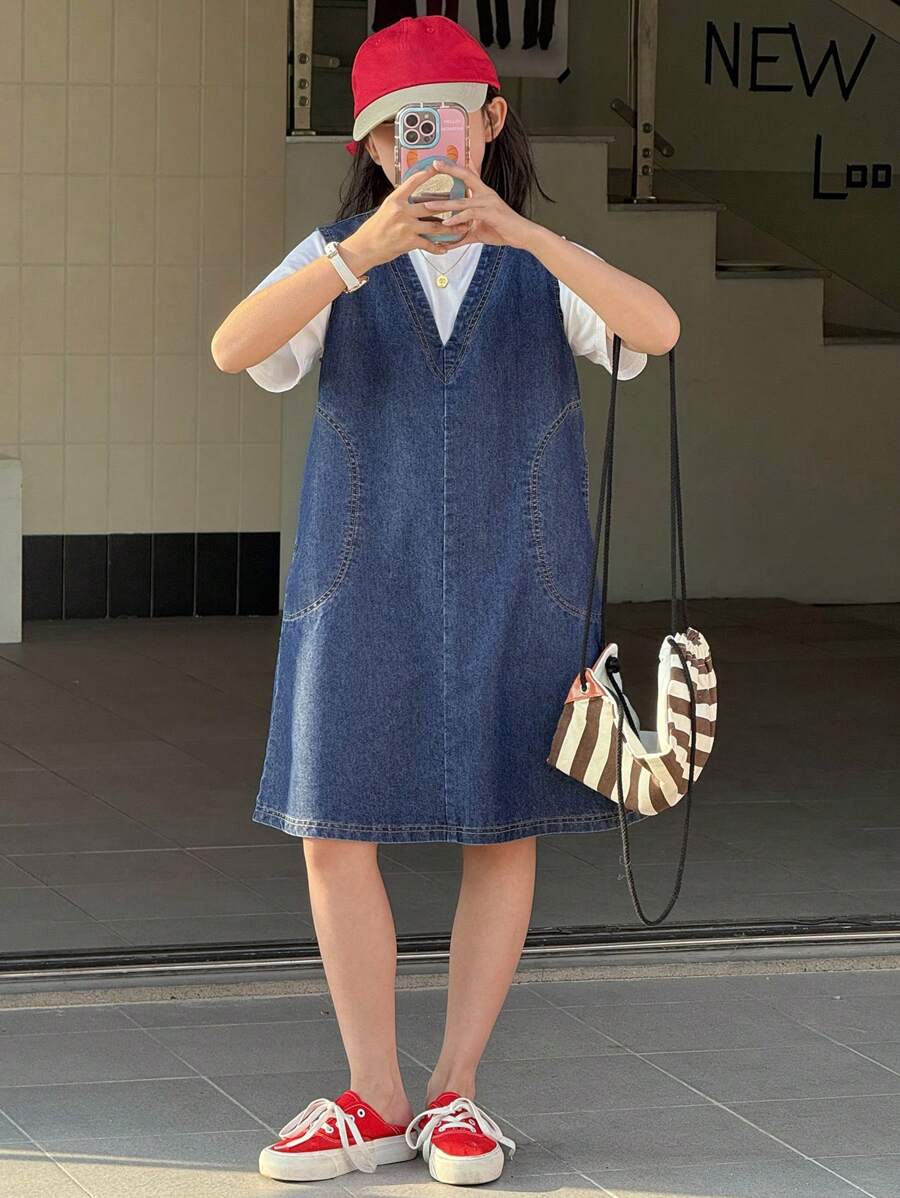 DAZY Tween Girl Denim Jumper Dress | SHEIN UK