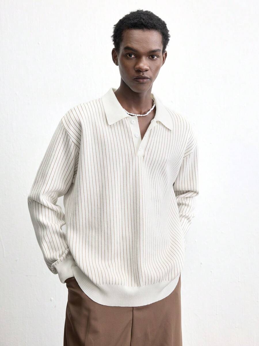 Maija 2025 Frühling Neue Herren gestreifte weiße Polokragen, lässig ...