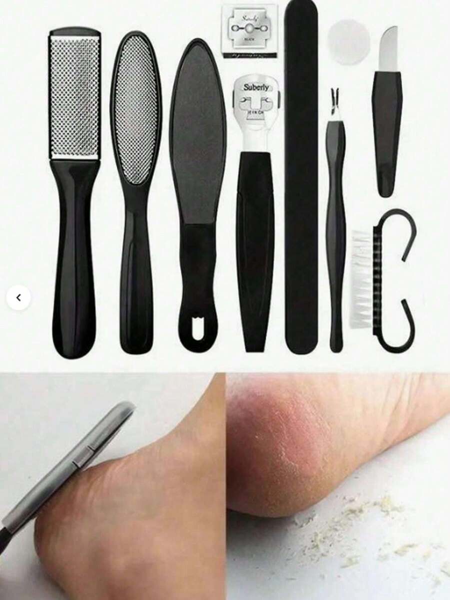 Conjunto de 10 peças para esfregar os pés, conjunto de pedicure, lixa ...
