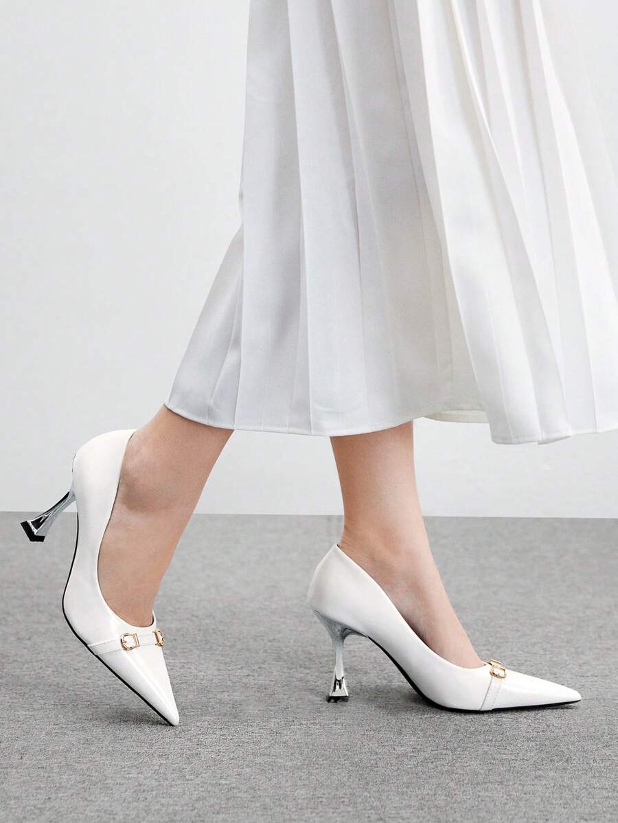 CUCCOO CHICEST Women's Elegant White High Heels, Simple Pointed ...