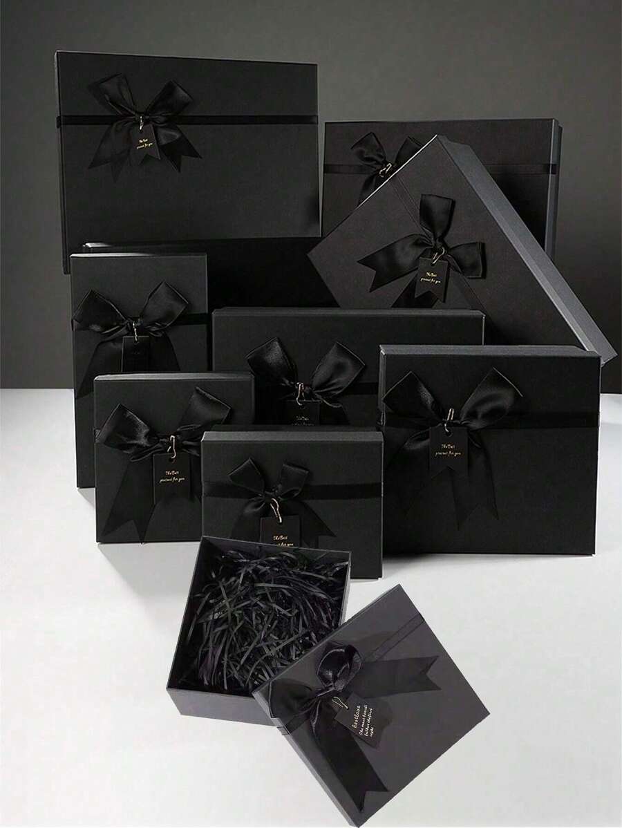 1pc Black Bow Gift Box, Mysterious Elegant Gift Packaging Box For ...