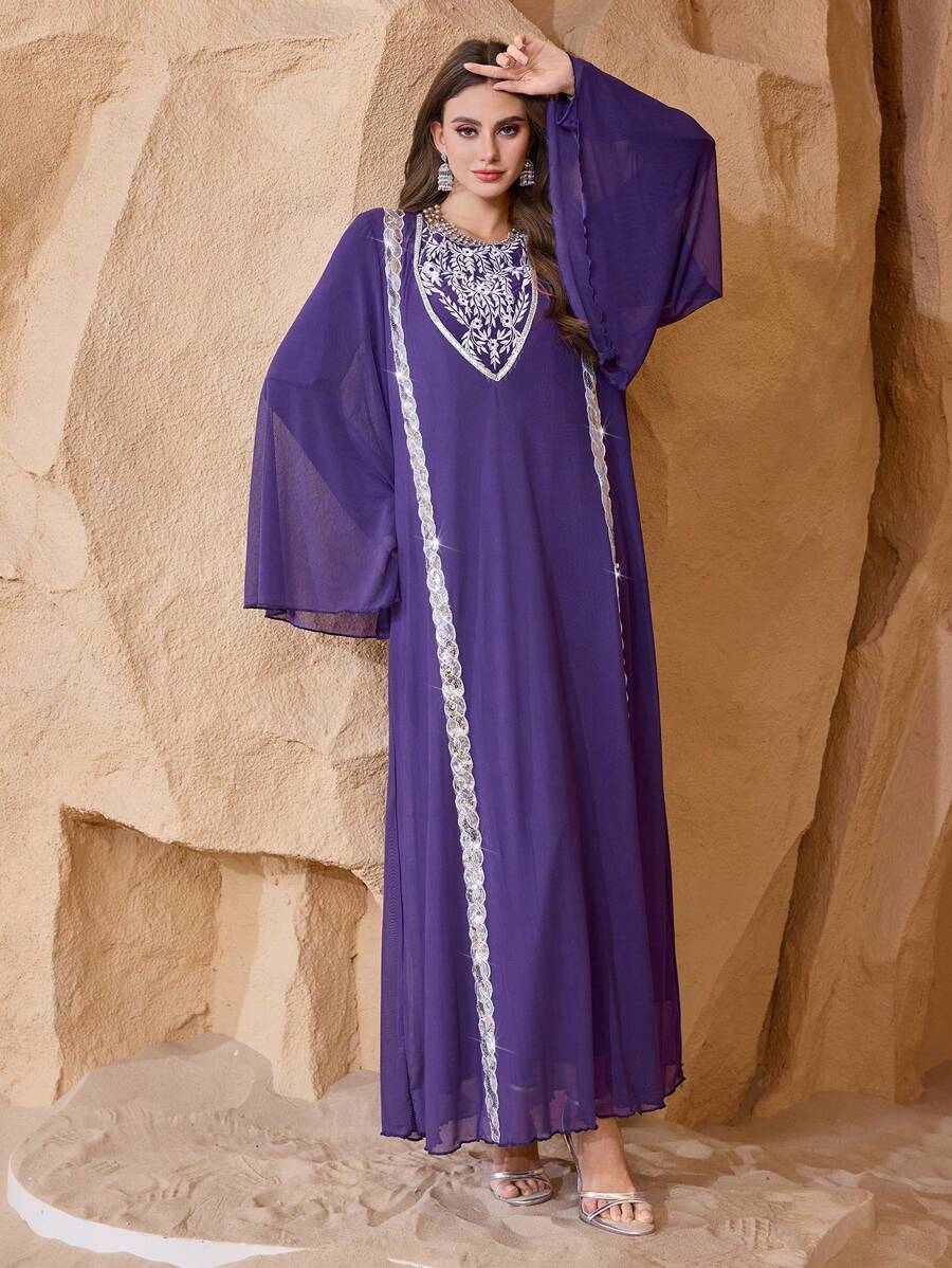 SHEIN Najma Women Elegant Turkish Style Mesh Net Top And Modest Long ...