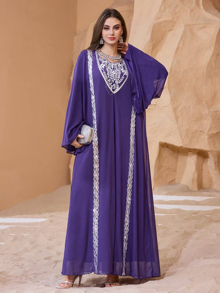 SHEIN Najma Women Elegant Turkish Style Mesh Net Top And Modest Long ...