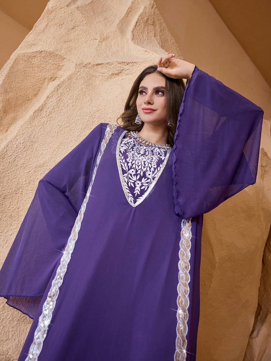 SHEIN Najma Women Elegant Turkish Style Mesh Net Top And Modest Long ...