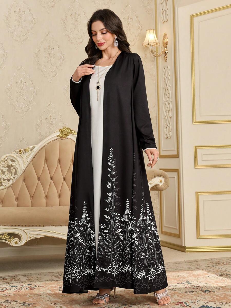 SHEIN Najma Women's Floral Print Romantic & Elegant Arabic Style Abaya Robe | SHEIN UK