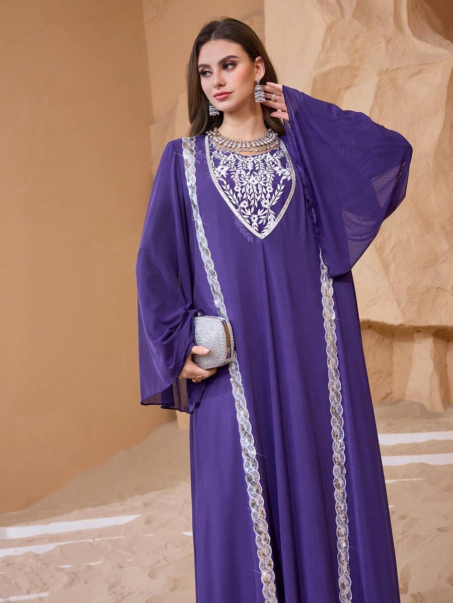 SHEIN Najma Women Elegant Turkish Style Mesh Net Top And Modest Long ...