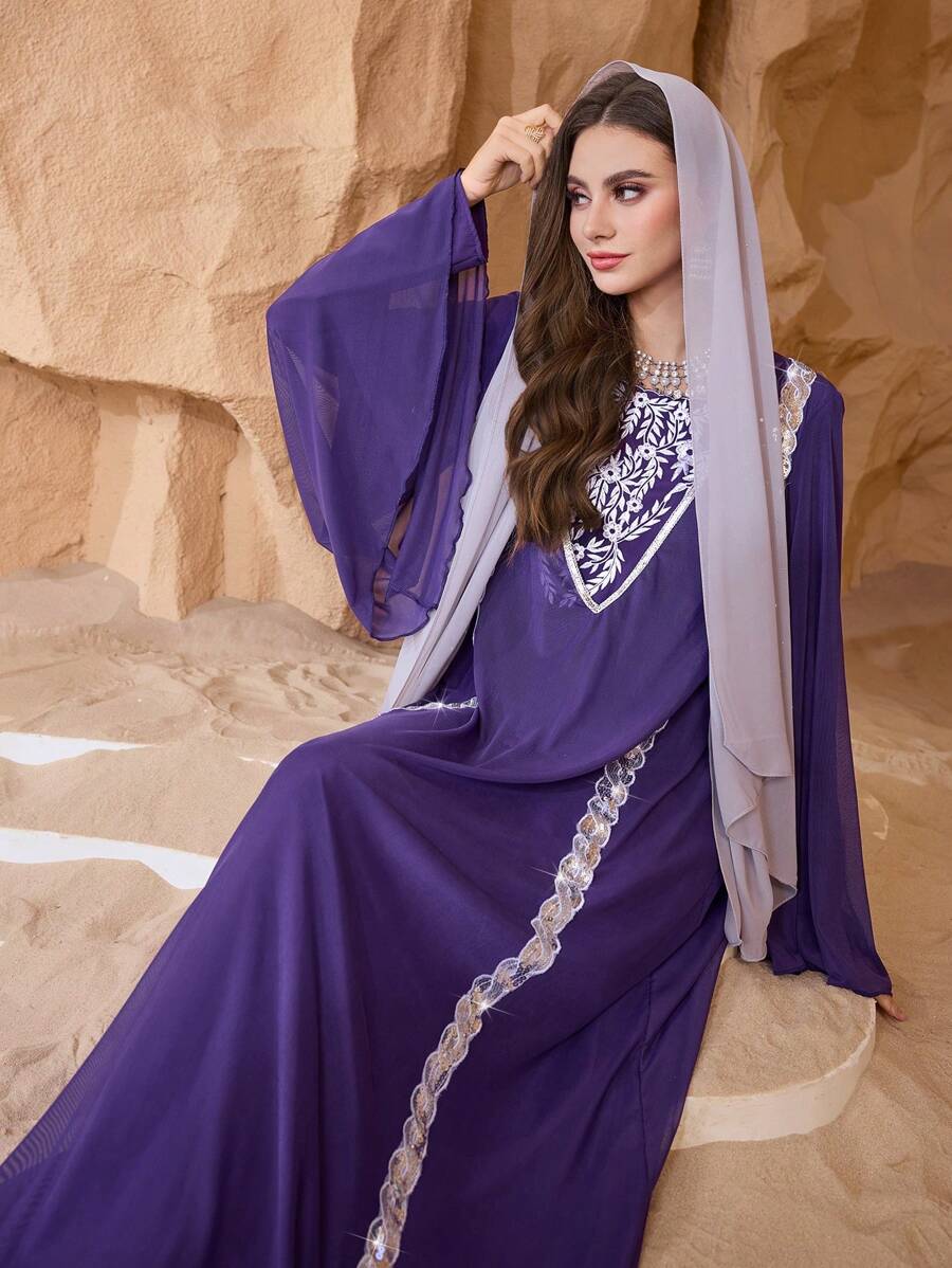 SHEIN Najma Women Elegant Turkish Style Mesh Net Top And Modest Long ...