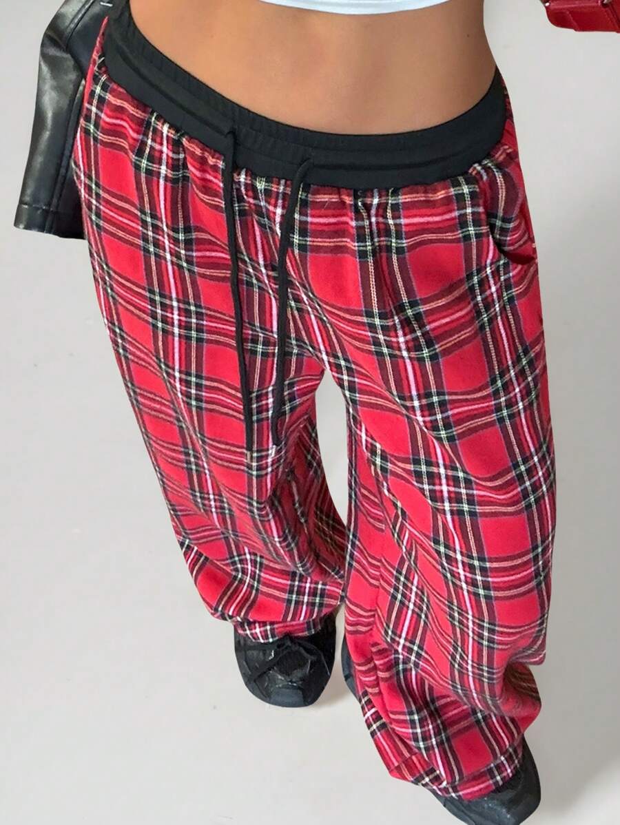 SHEIN Coolane Tween Girls Spring/Summer Y2K Plaid Wide Leg Pants For ...
