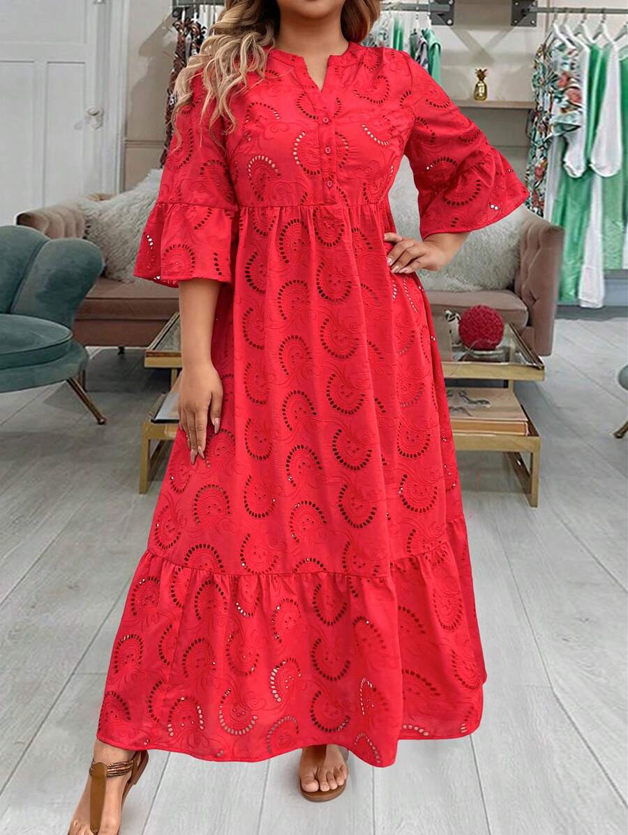 SHEIN LUNE Robes grande taille Robe rouge de la Saint-Valentin Robes longues pour femmes Robes d ...