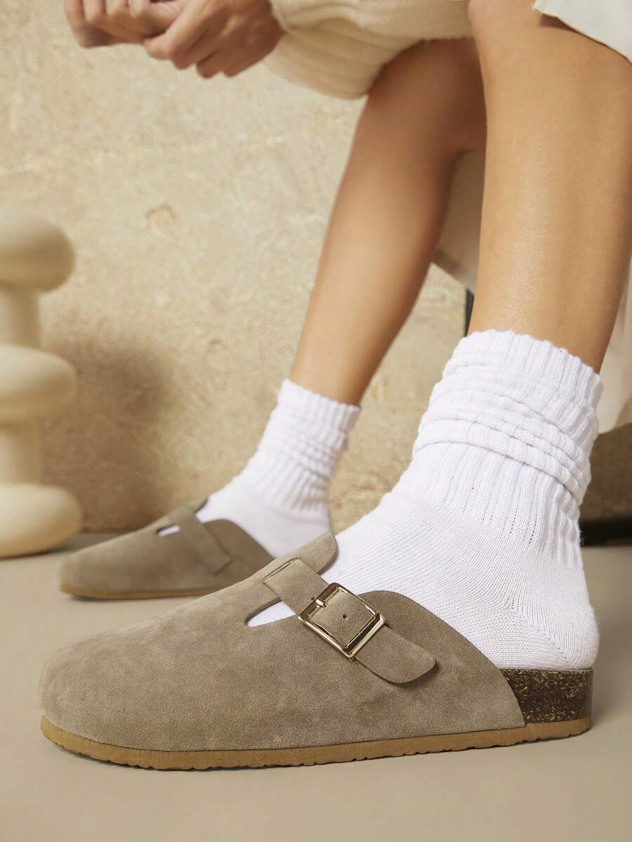 SHEIN SHUZIA Women's Round Toe Cork Footbed Slide Clogs With Adjustable ...