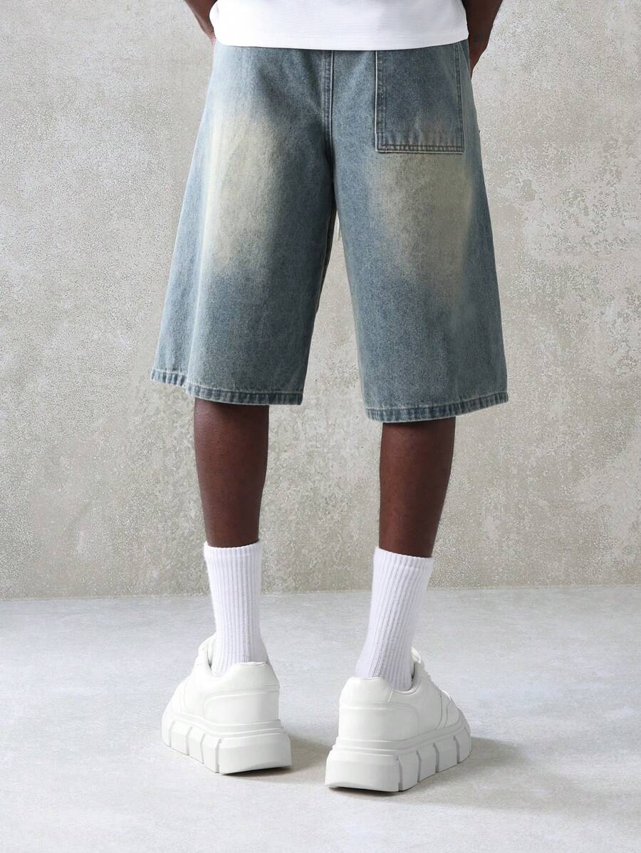 SUMWON Pull On Washed Denim Jorts | SHEIN UK