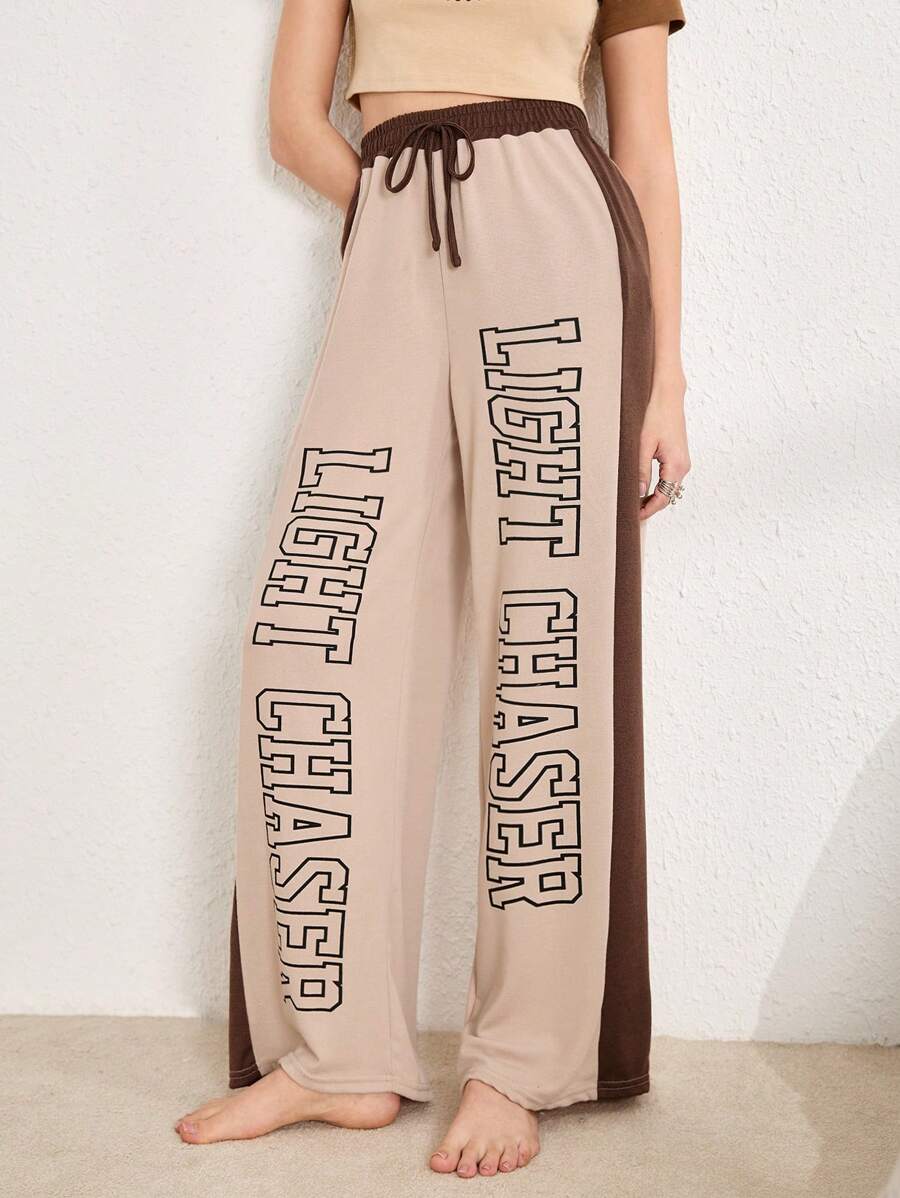 SHEIN My Everyday Color Block Letter Print Casual Ins Style Women's Home Wear Bottom for Sale ...