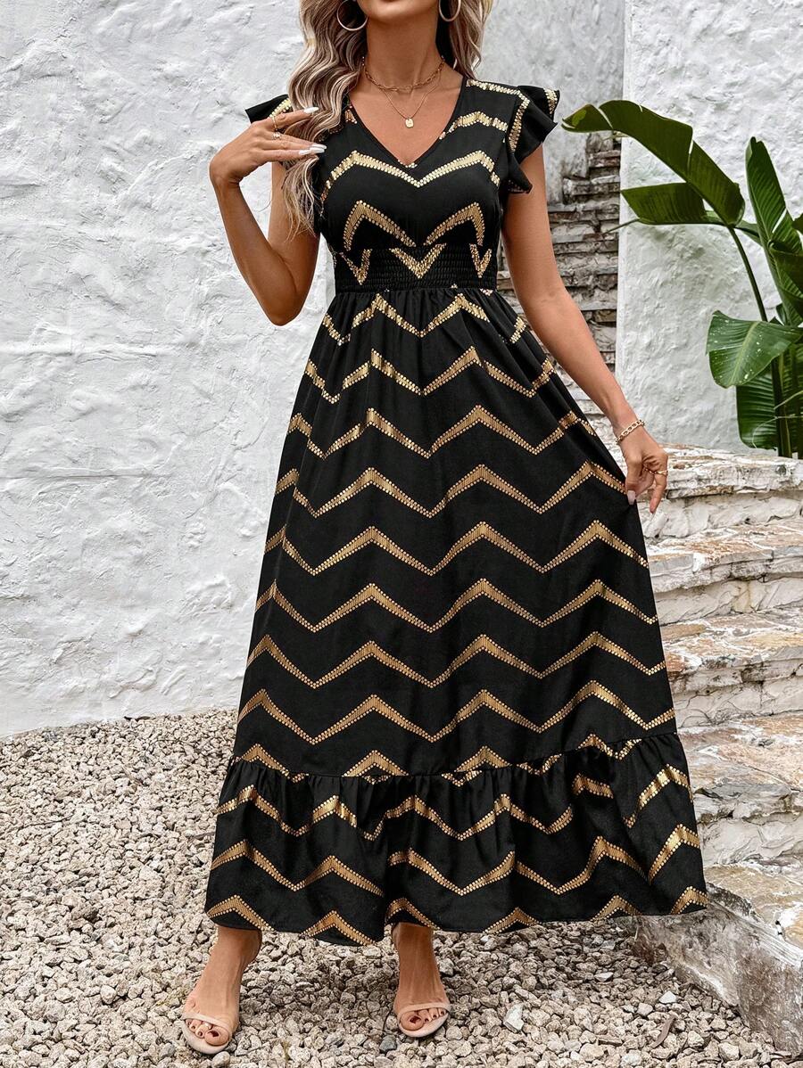 SHEIN LUNE Metallic Material Elegant Party Dress For Women | SHEIN USA