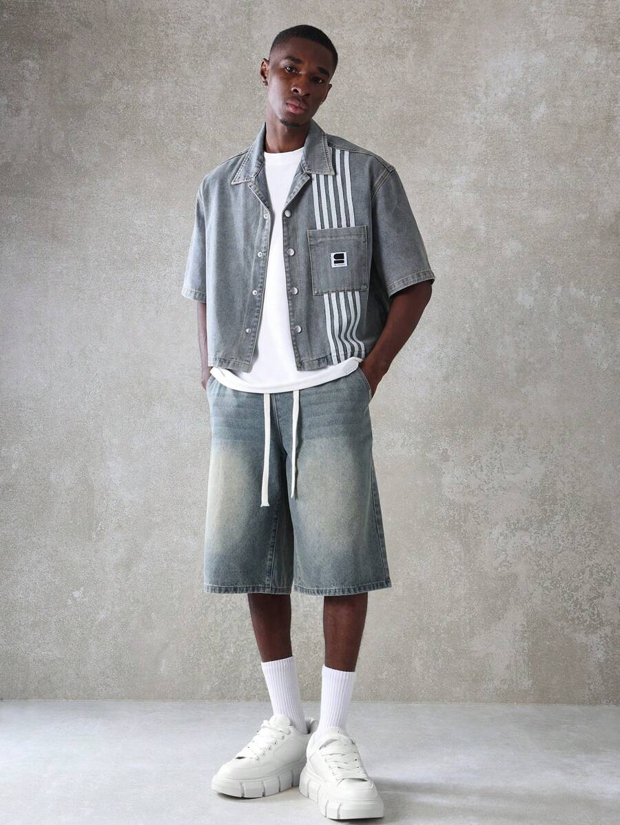 SUMWON Pull On Washed Denim Jorts | SHEIN UK