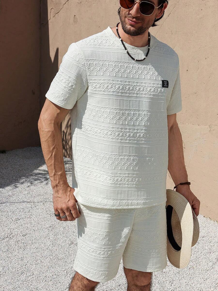 Manfinity Nomadique Men's Mature Casual Textured Fabric Printed T-Shirt ...