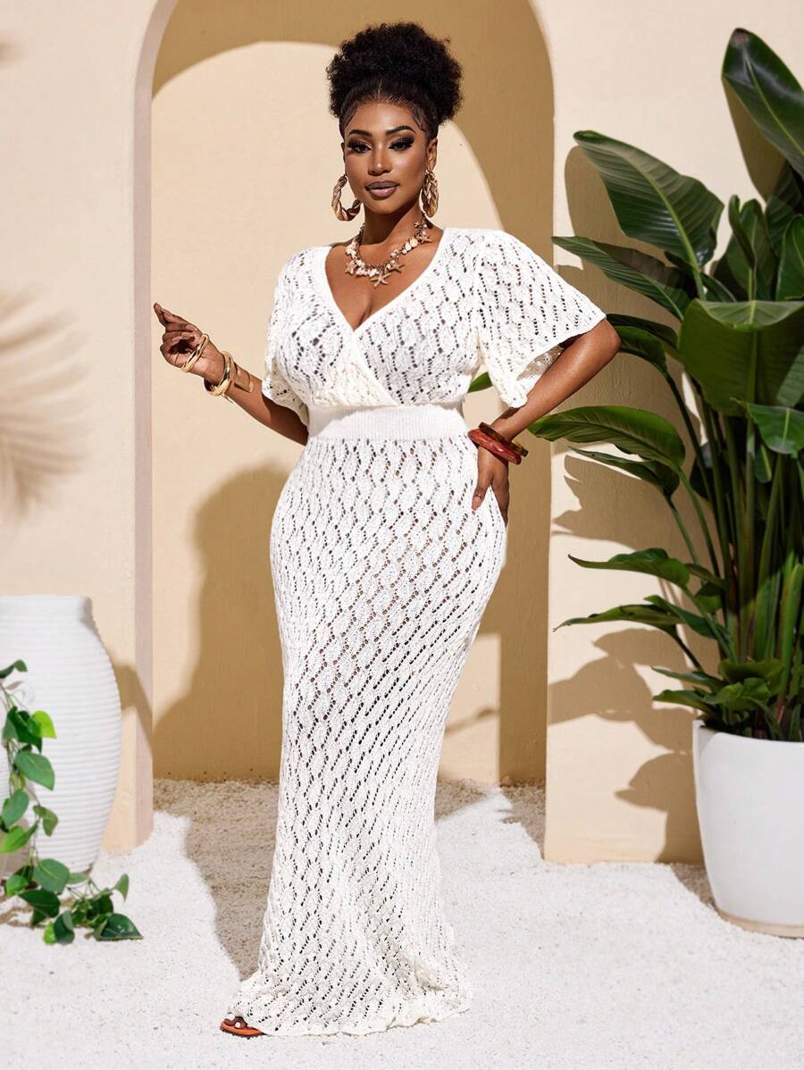 Slaydiva 2025 New Plus Size Women Summer Casual Vacation Simple Crochet ...