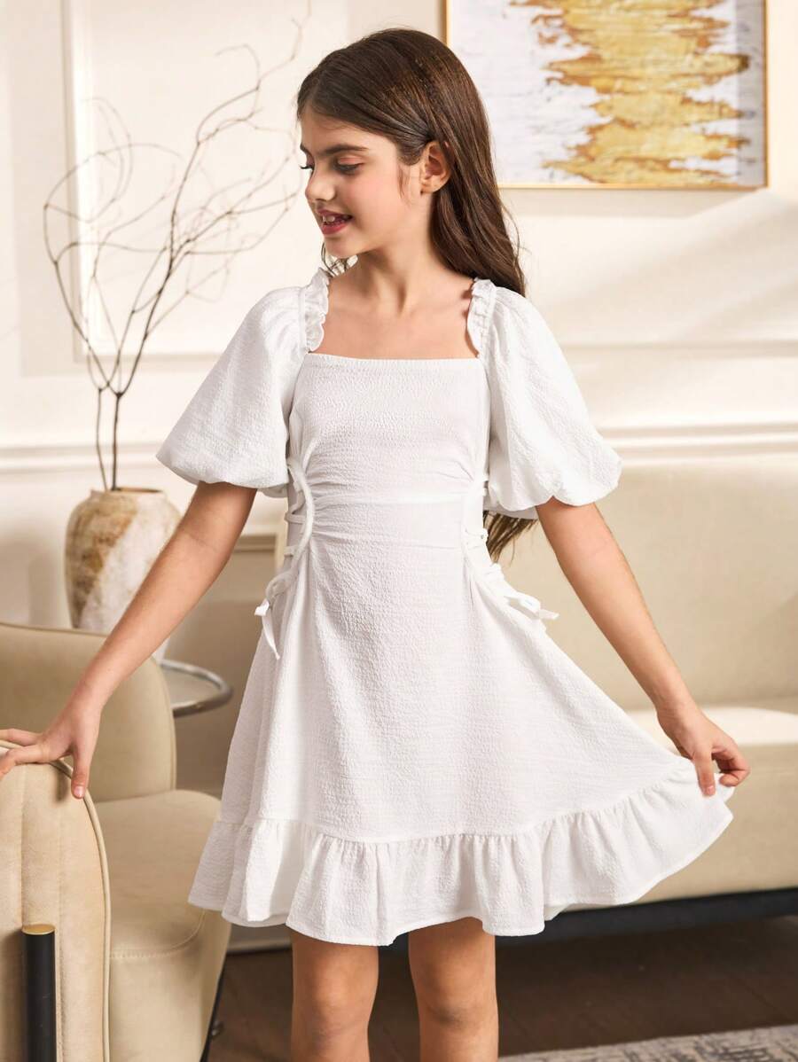 SHEIN Robe ajustée pour jeunes filles avec encolure carrée élégante ...