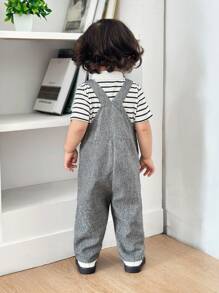 TaviRue Newborn Baby Boy Cute Casual College Style Gray Bib Jumpsuit ...