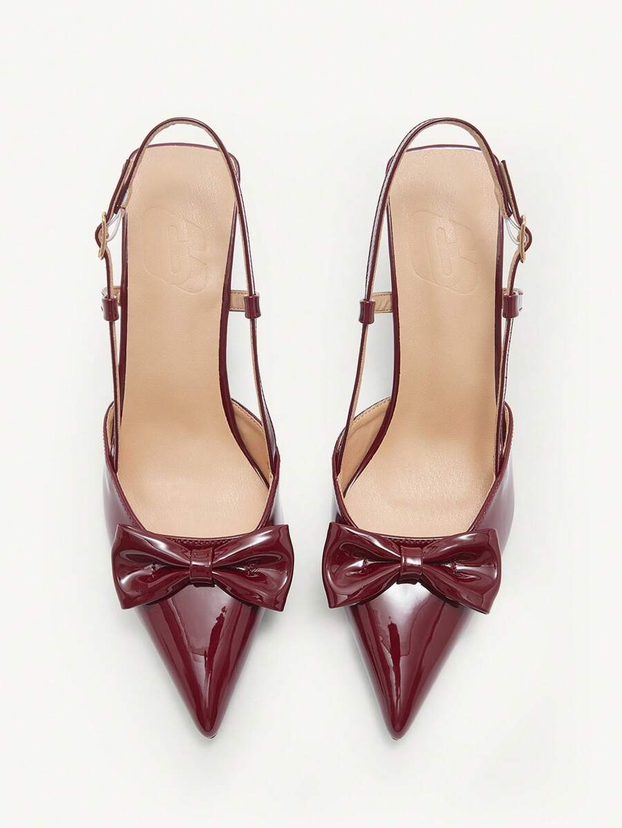 CUCCOO CHICEST Classic Retro Elegant Bow-Knot Pointed Toe Mid-Heel ...