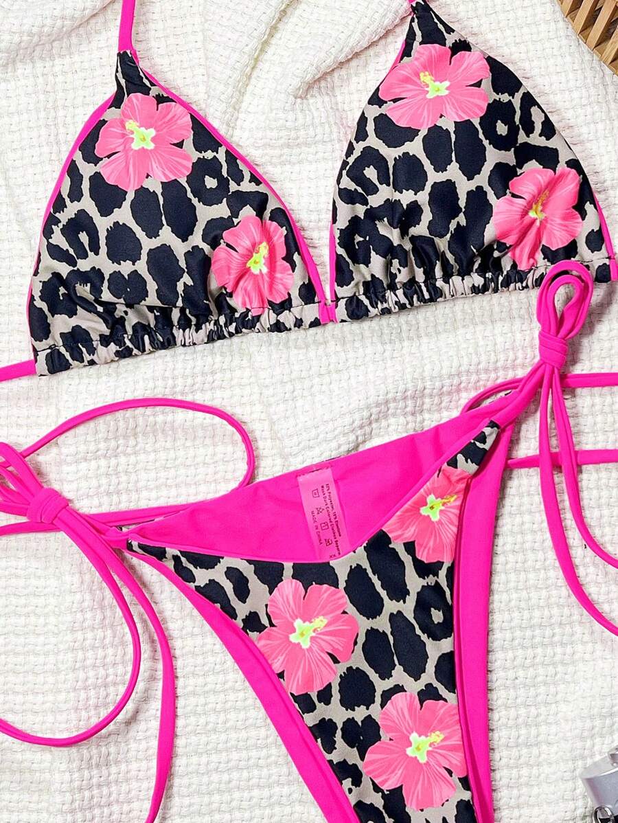 SHEIN Swim Springbreak 2025 Random Print Micro Two-Piece Swimsuit | SHEIN