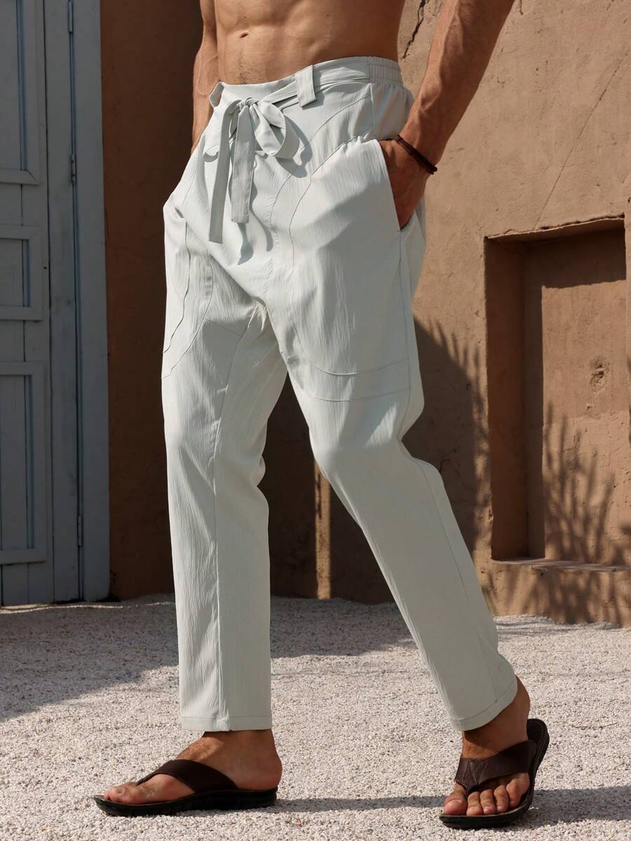 Manfinity Nomadique Men's Casual Solid Color Slanted Pocket Harem Pants ...