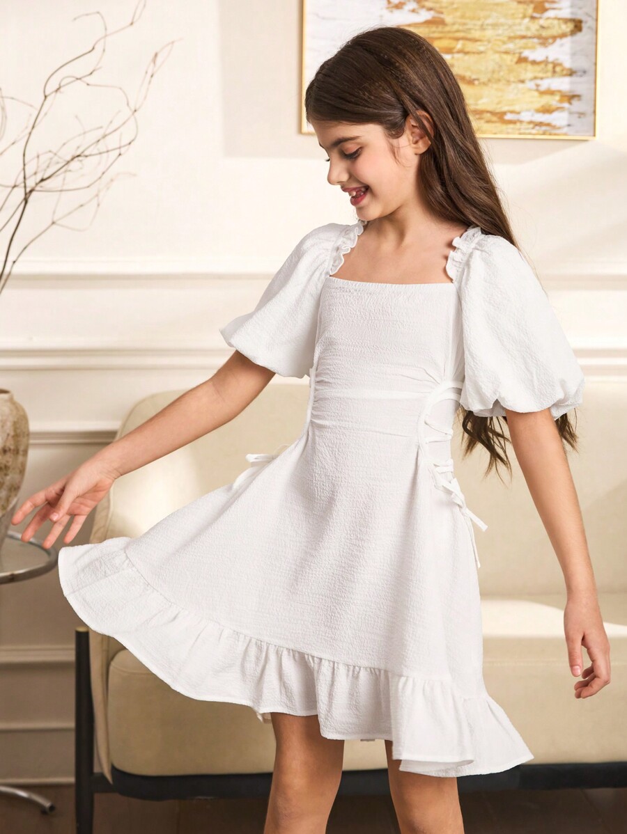 SHEIN Robe ajustée pour jeunes filles avec encolure carrée élégante ...