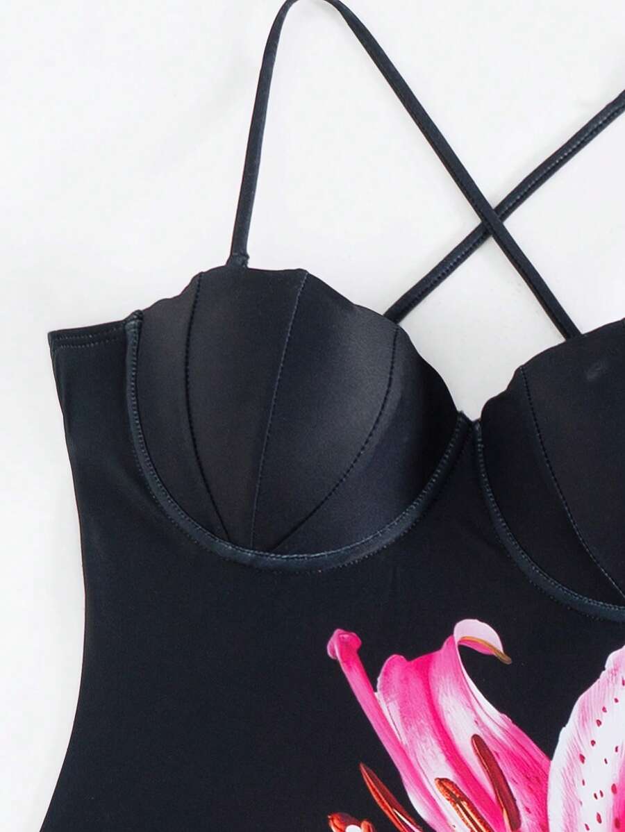 Swim Oasis Floral Print One-Piece Maxi Dress Swimsuit For Spring Break ...